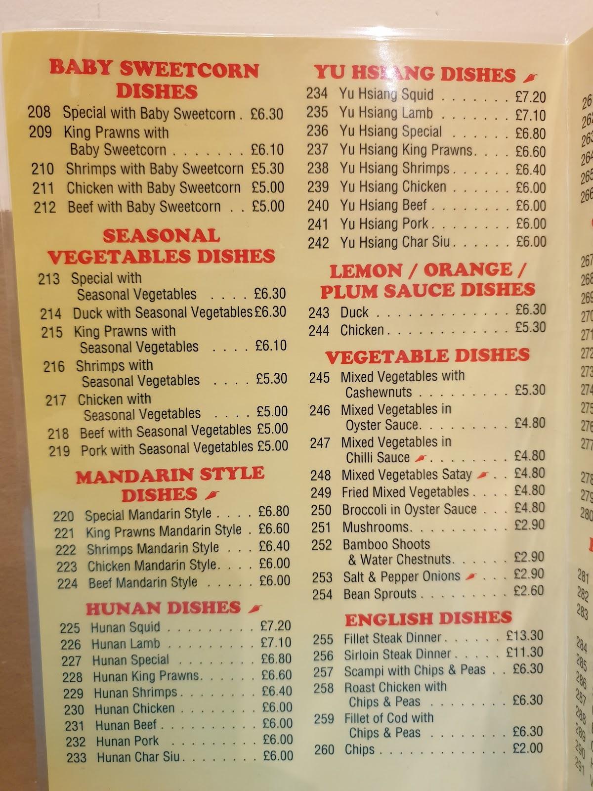 Menu at Silver Star Restaurant, Liverpool, 93 Liverpool Rd S