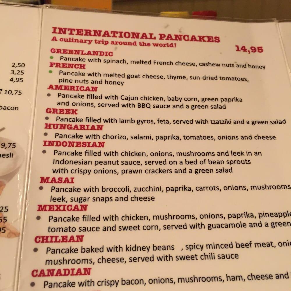 Menu at Pancake Bakery, Amsterdam