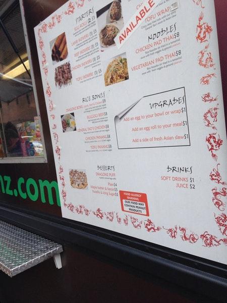 Menu at Angry Dragonz, Ottawa, 317 Gloucester St