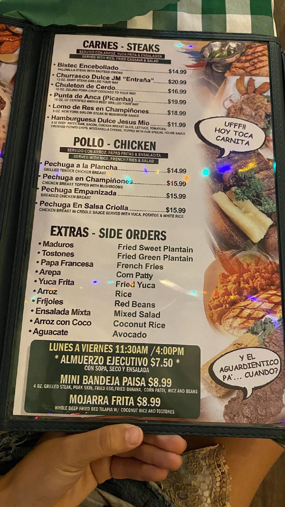 Menu at FONDA Dulce Jesus Mio MIAMI pub & bar, Hialeah