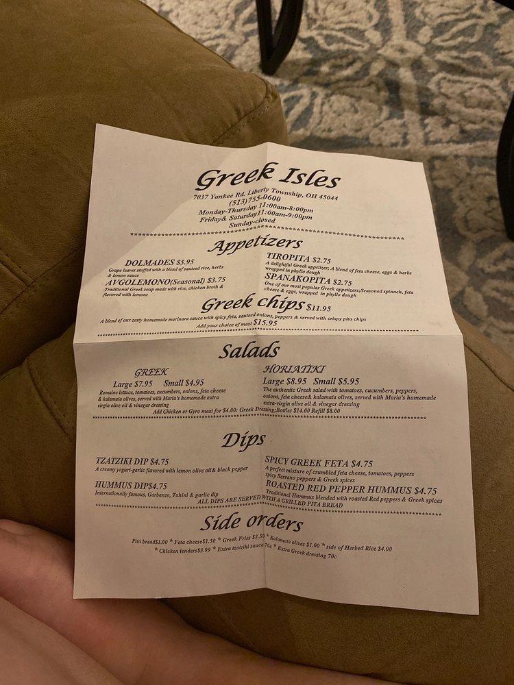 Menu at Greek Isles Restaurant, Monroe