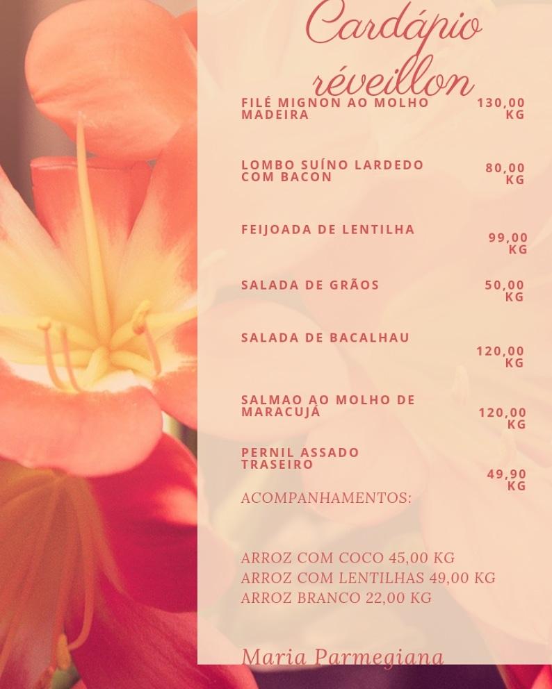 Menu em Maria Parmegiana, Uberaba