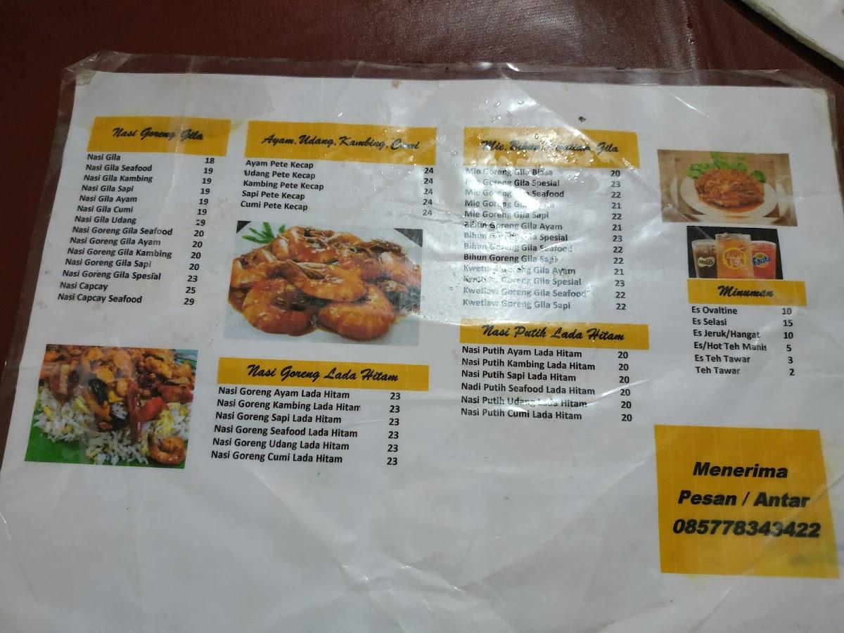 Menu at Sambal Setan Ngondek restaurant, South Jakarta, pertamina