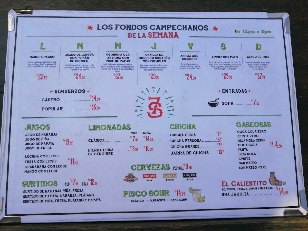 Carta del restaurante Siete Sopas Lince, Lince, Av. Arequipa 2394