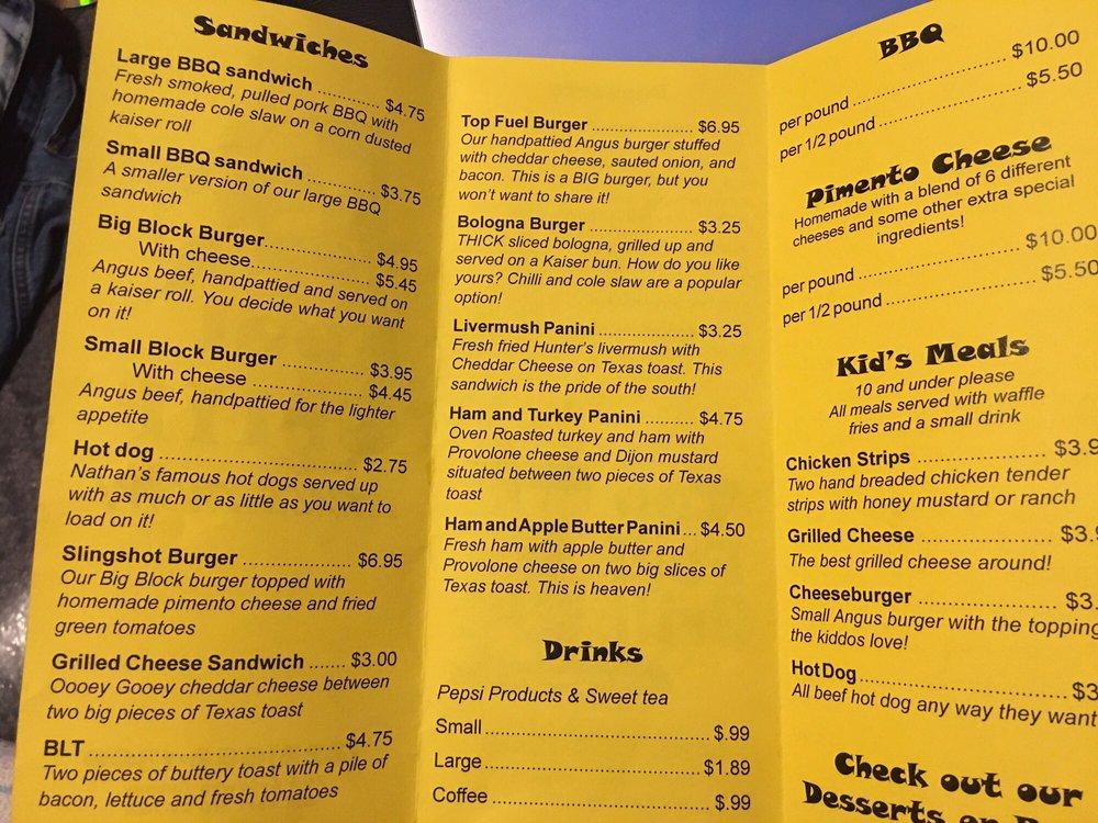Menu at Top Fuel Grill BBQ, Old Fort