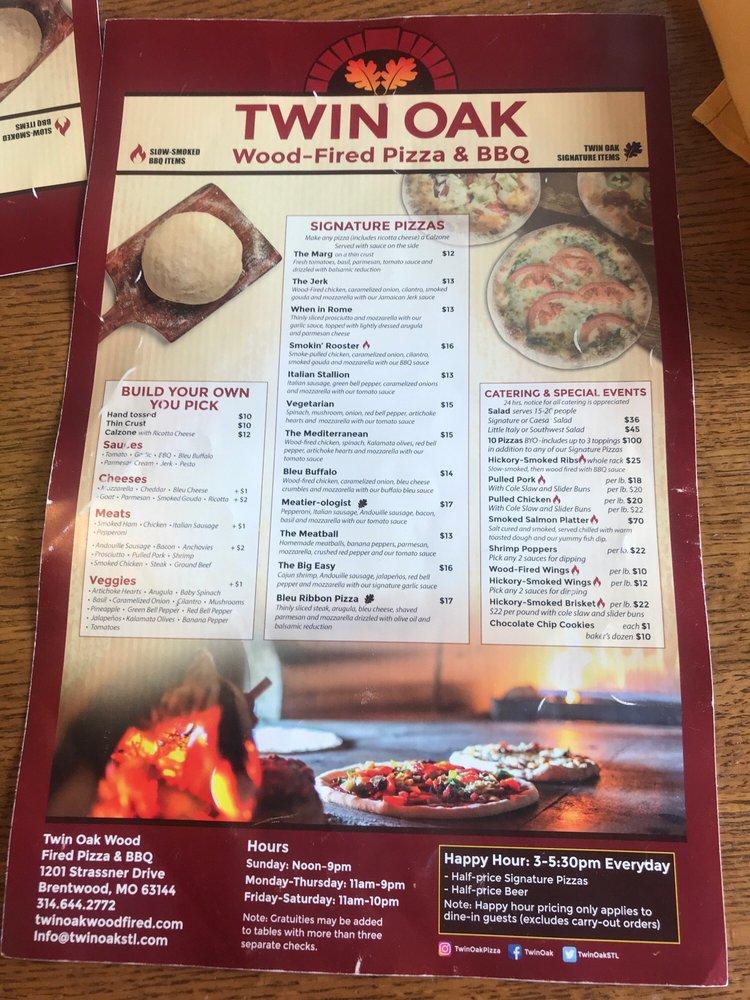 Menu at Twin Oak Wood Fired Pizza & BBQ, Brentwood