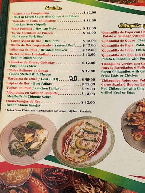 Menu at El Gitano restaurant, Plainfield