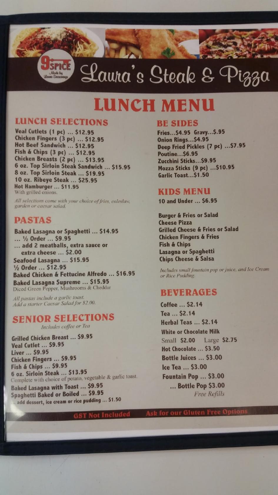 Menu at Laura's Steakhouse, Barrhead