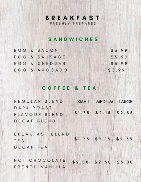 Menu at The Fresh Corner restaurant, Port Hope