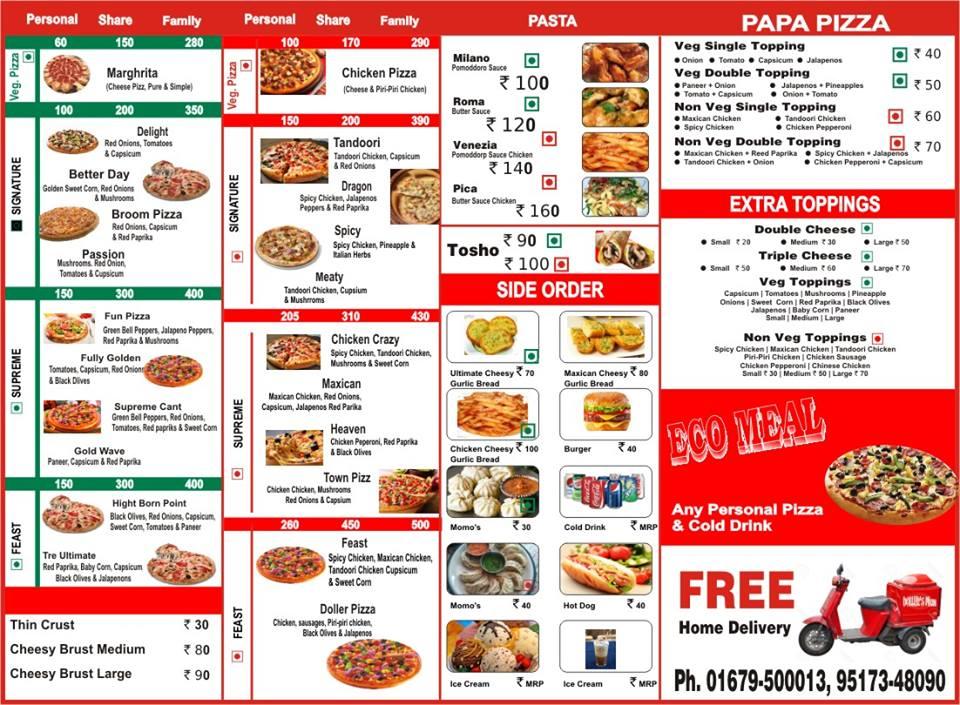 Menu at Bubbles resturant + Dollers pizza, Barnala