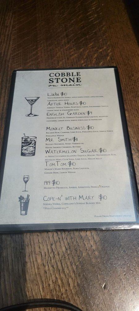 Menu at The Cobblestone on Main restaurant, Webster