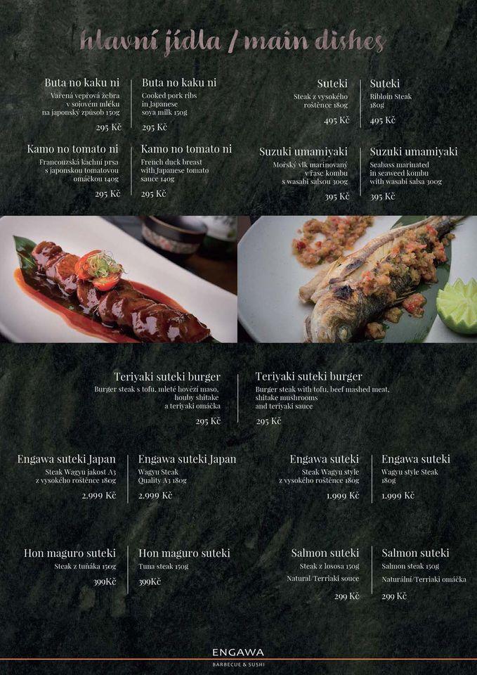 Menu at Engawa Yakiniku & Sushi restaurant, Prague