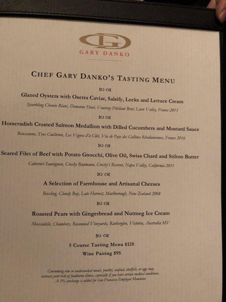 Menu at Gary Danko pub & bar, San Francisco, 800 North Point St