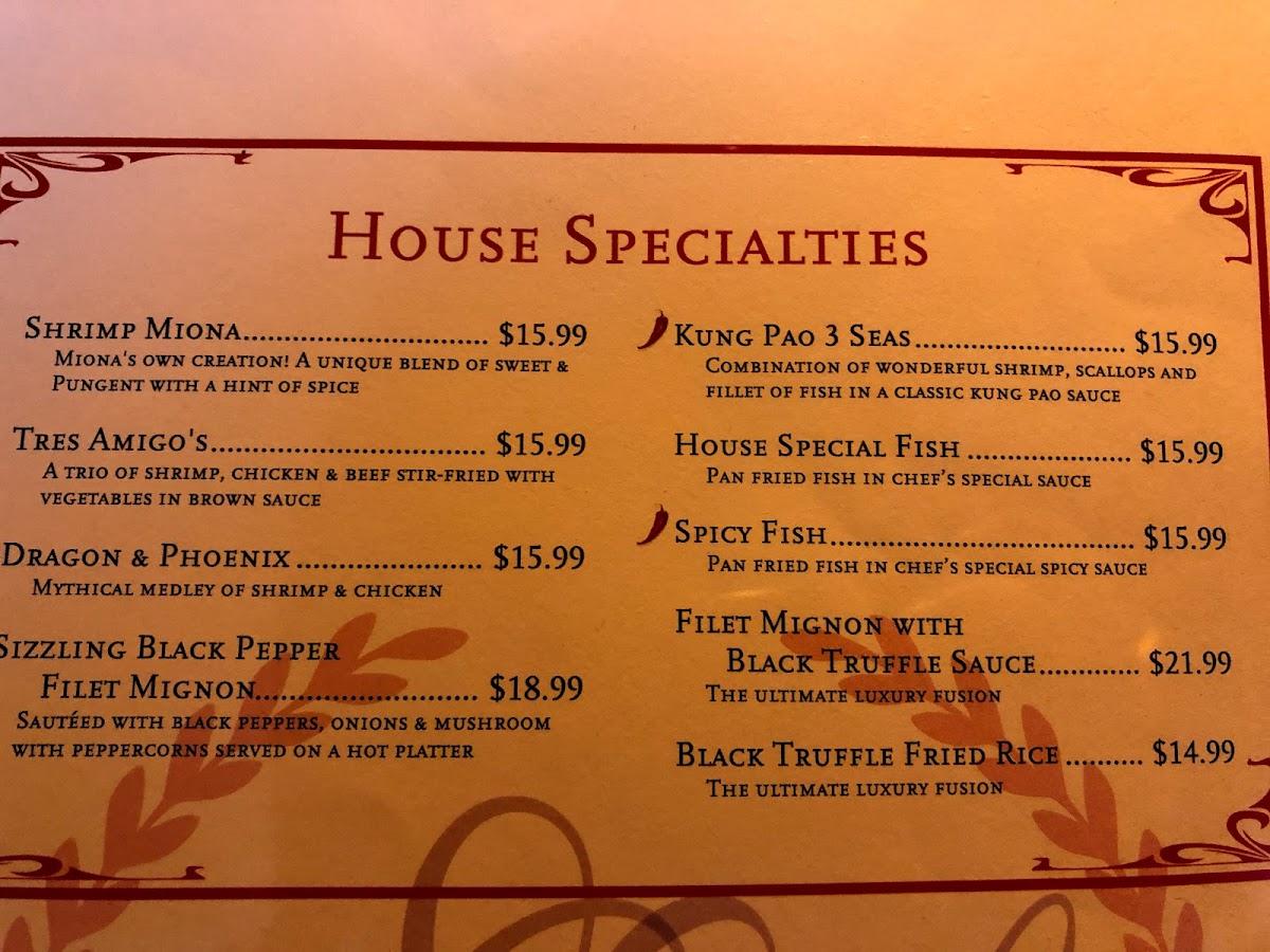 Menu at George Yang’s Chinese Cuisine restaurant, Phoenix