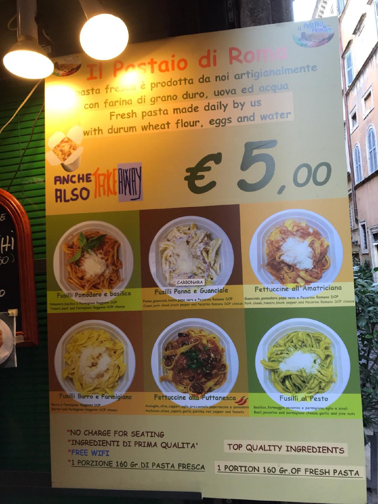 Menu da PASTA A ROMA- Il Pastaio di Roma ristorante, Roma