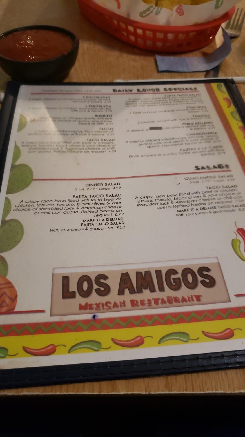 Menu at Los Amigos restaurant, Bonham