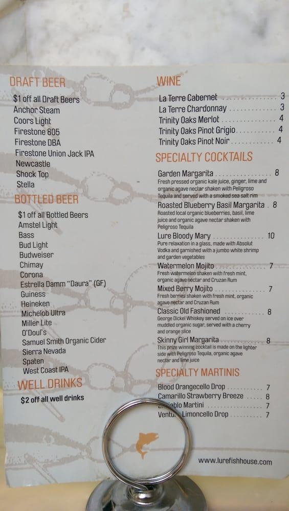 Menu at Lure Fish House pub & bar, Ventura
