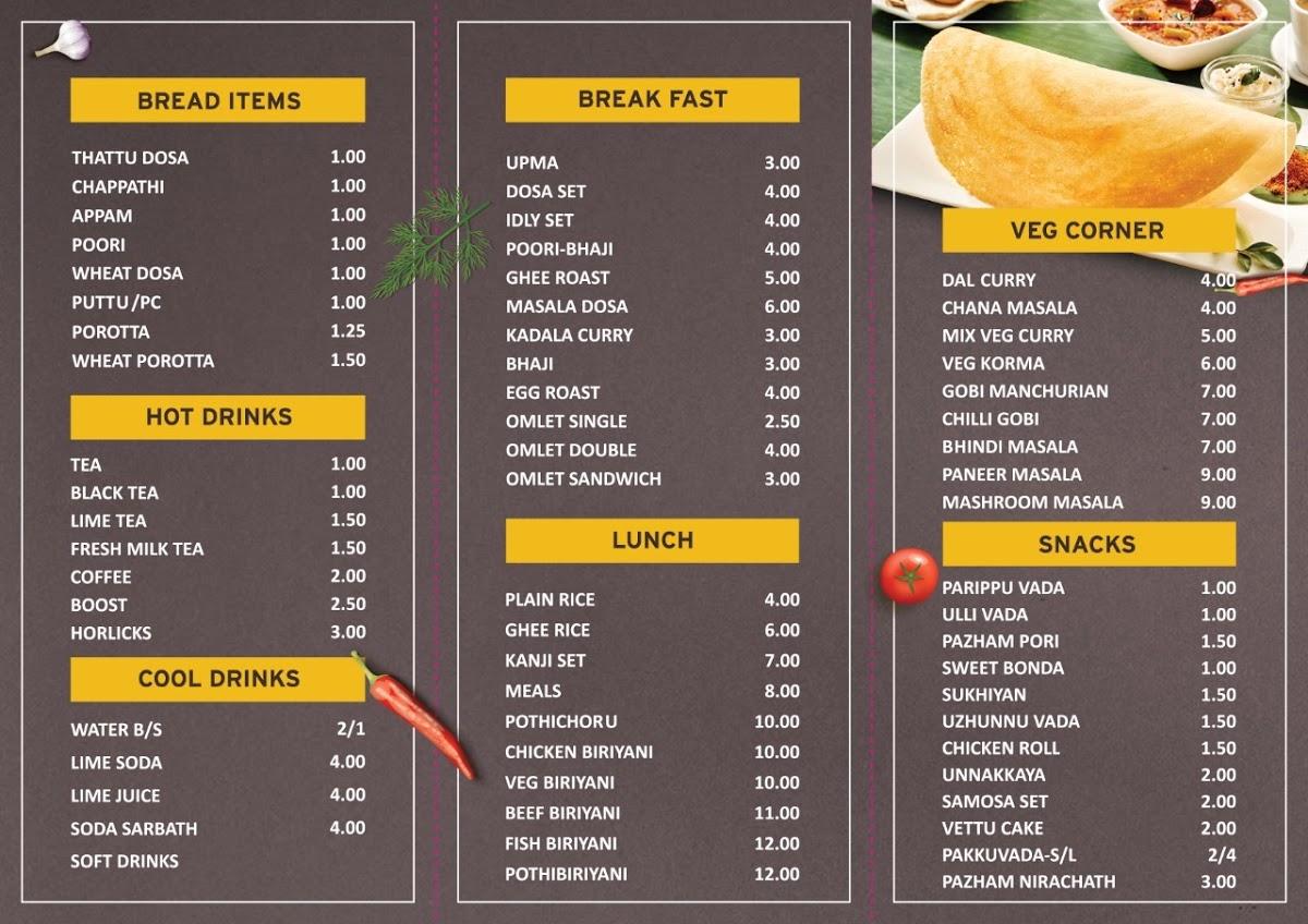 Menu at New Five Star Thattukada Restaurant, Dubai