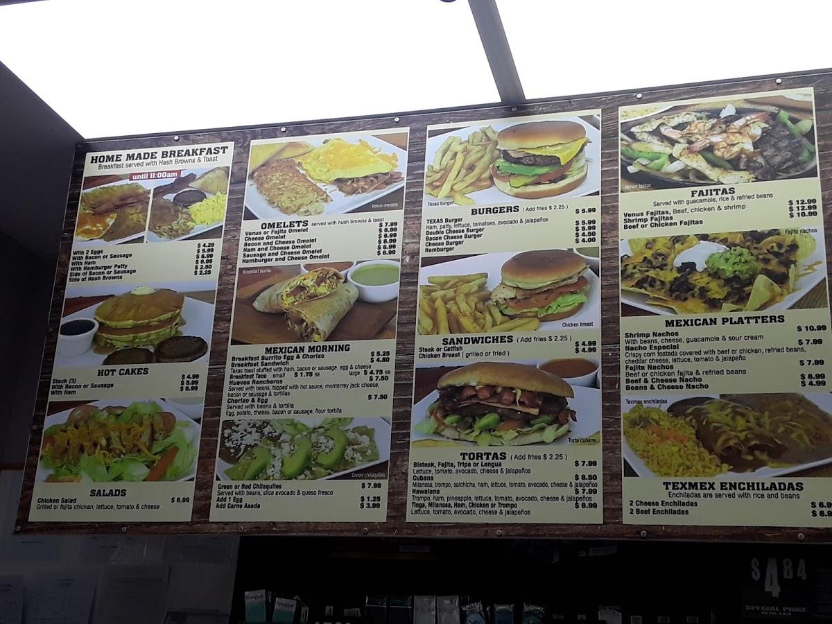 Menu at Venus Taqueria restaurant, Venus
