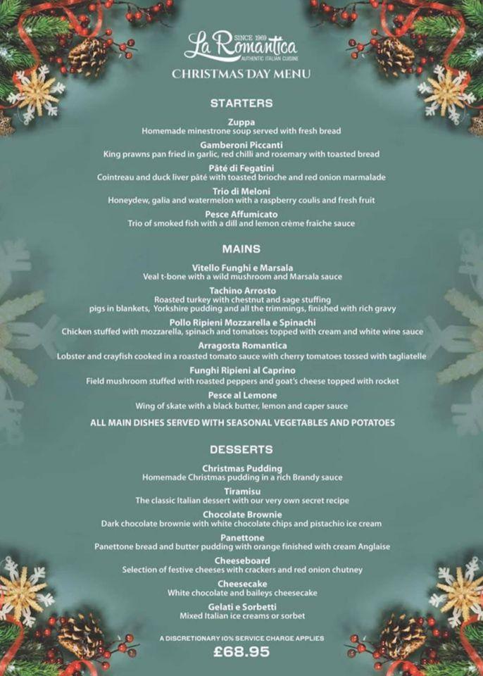 Menu at La Romantica Restaurant, Rayleigh