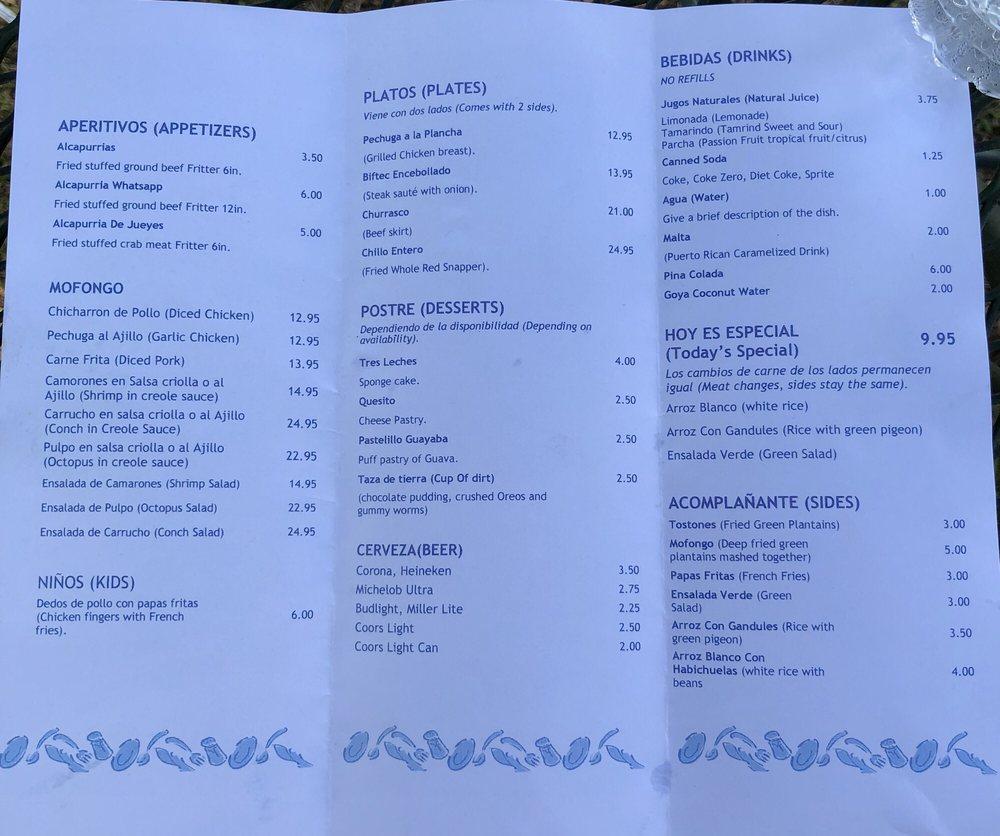 Menu at Lechonera El Flamboyan restaurant, Ocean Springs