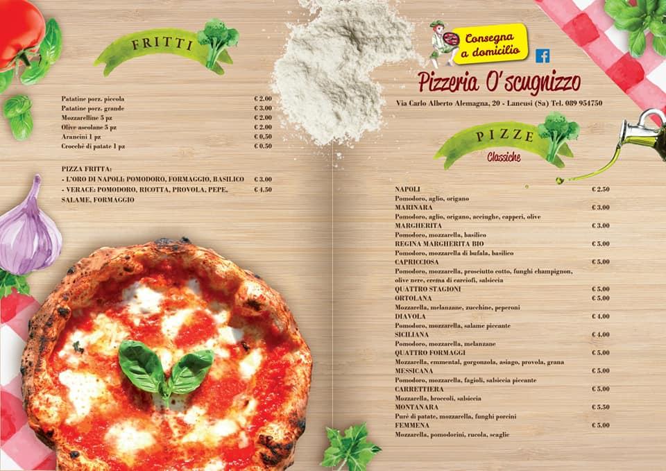 Menu da O' Scugnizzo ristorante, Lancusi