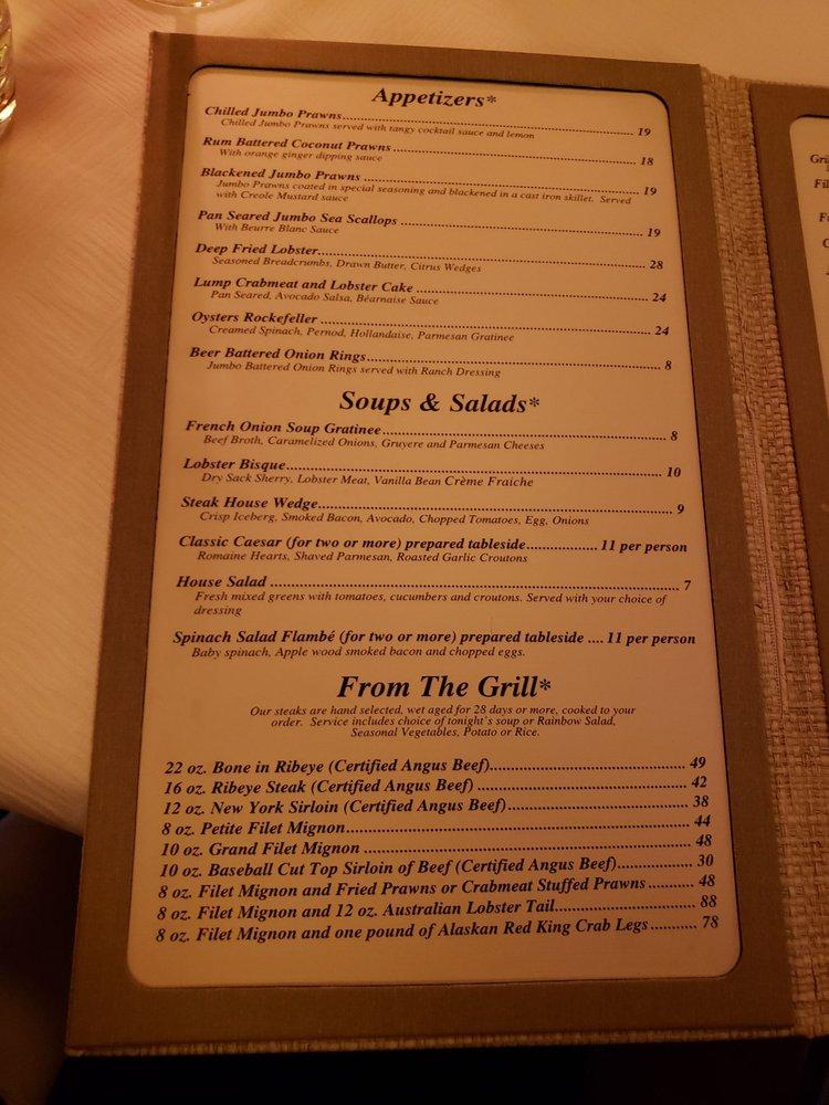 Menu at Steakhouse, West Wendover, Wendover Boulevard