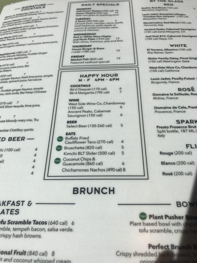 Menu at The Hangar Bar, Tustin