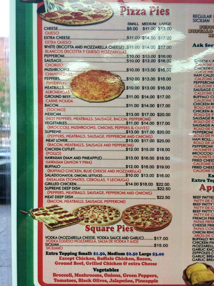Menu at Two Grandpas Pizza pizzeria, New York City
