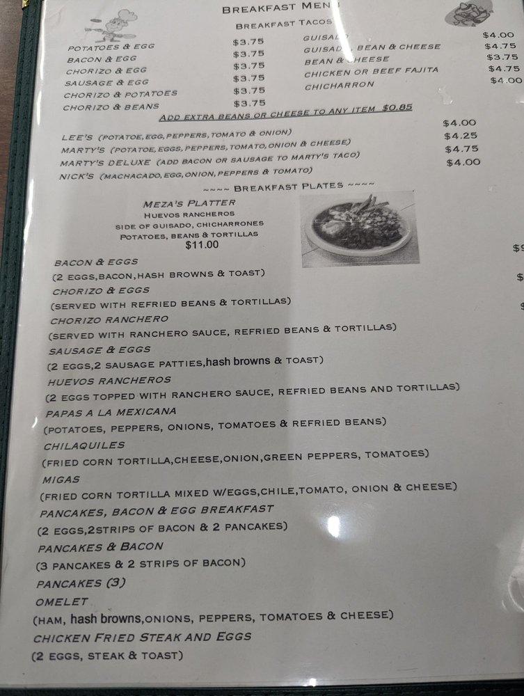 Menu at Benny's Cafe - Del Rio, Tx, Del Rio