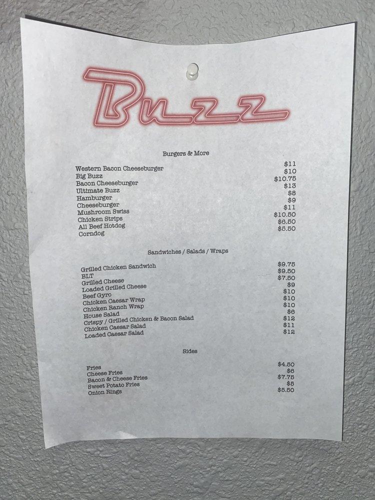 Menu at Buzz restaurant, North Bend, Virginia Ave # 147