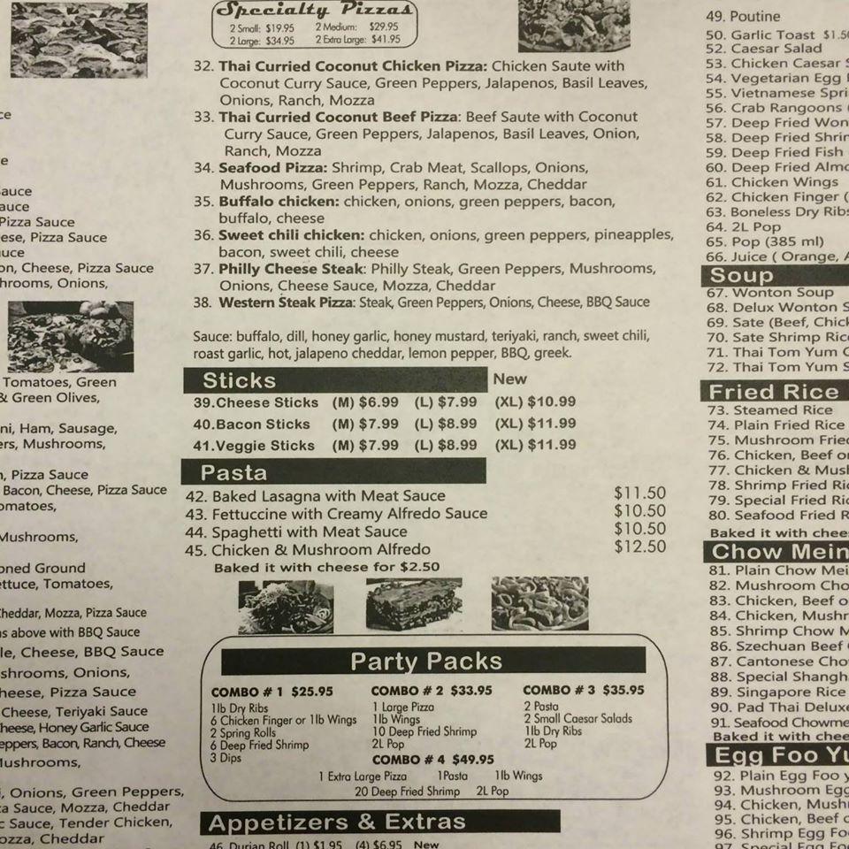 Menu at Chef Express restaurant, Saskatoon, 329 3rd Ave N