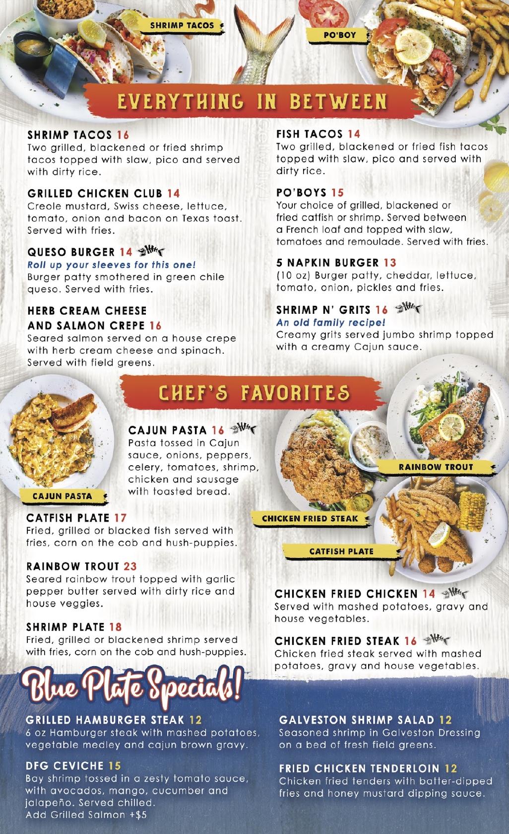 Menu at Dead Fish Grill restaurant, Belton