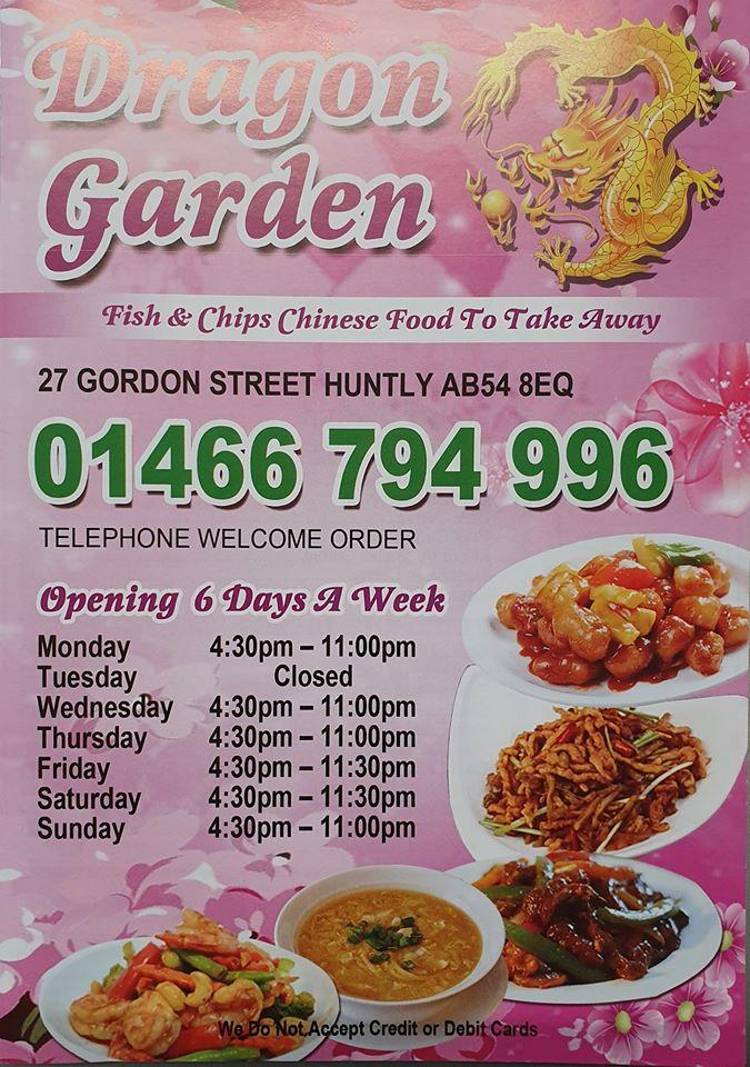 Menu at Dragon Garden fast food, Huntly