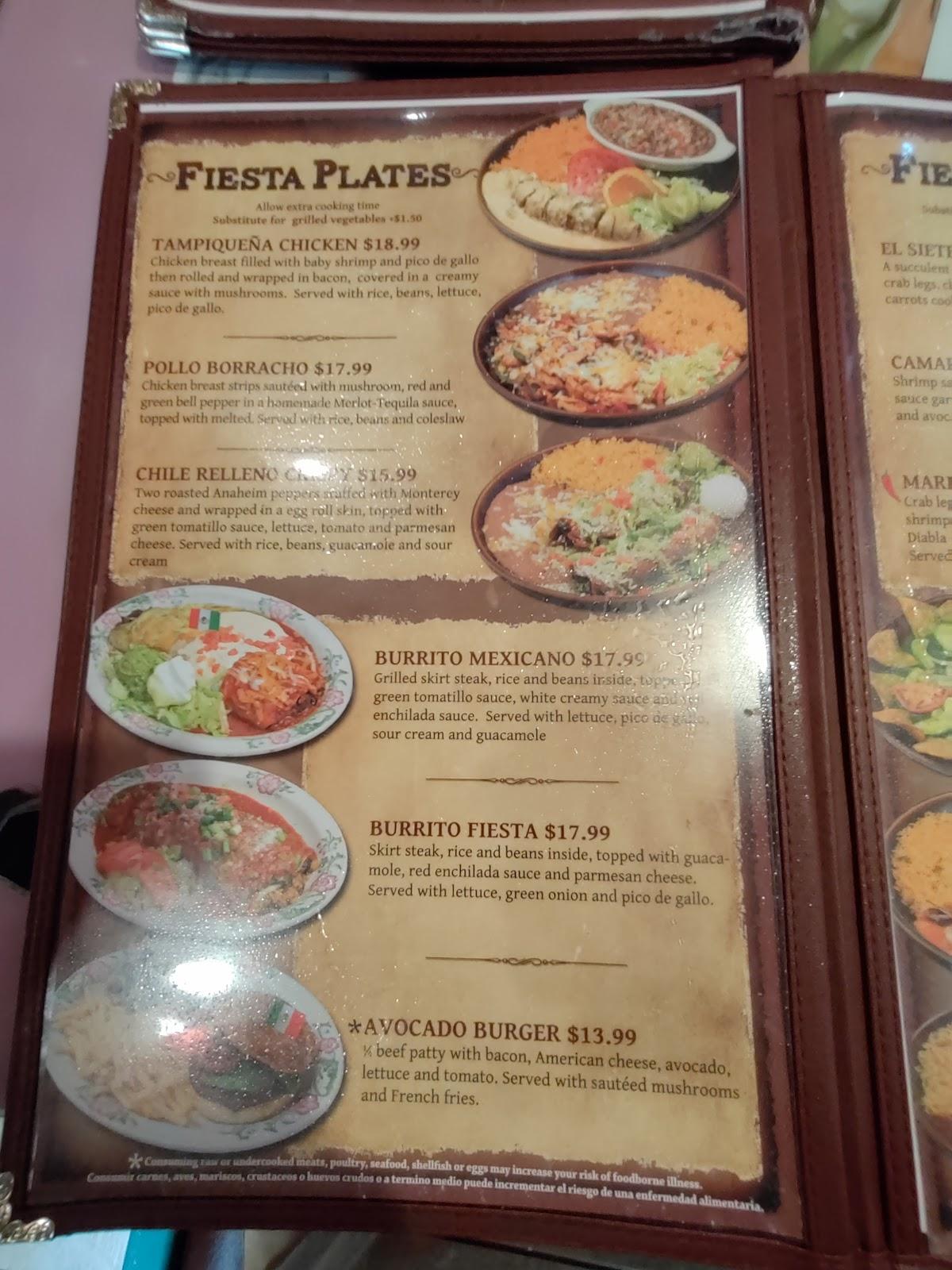 Menu at Fiesta Mexicana Restaurant, Avondale, N Dysart Rd