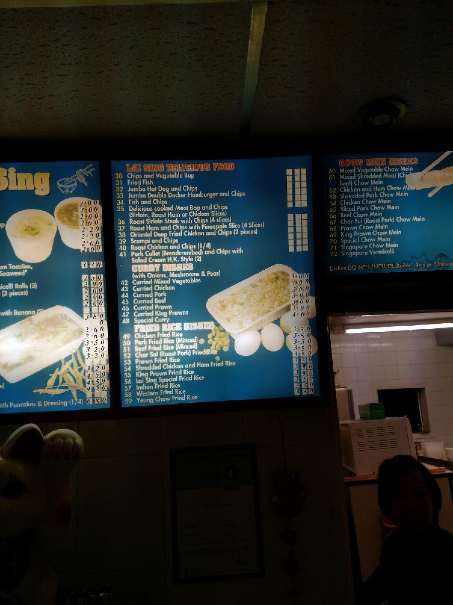 Menu at Lai Sing Delicious Food Centre pizzeria, Blackpool