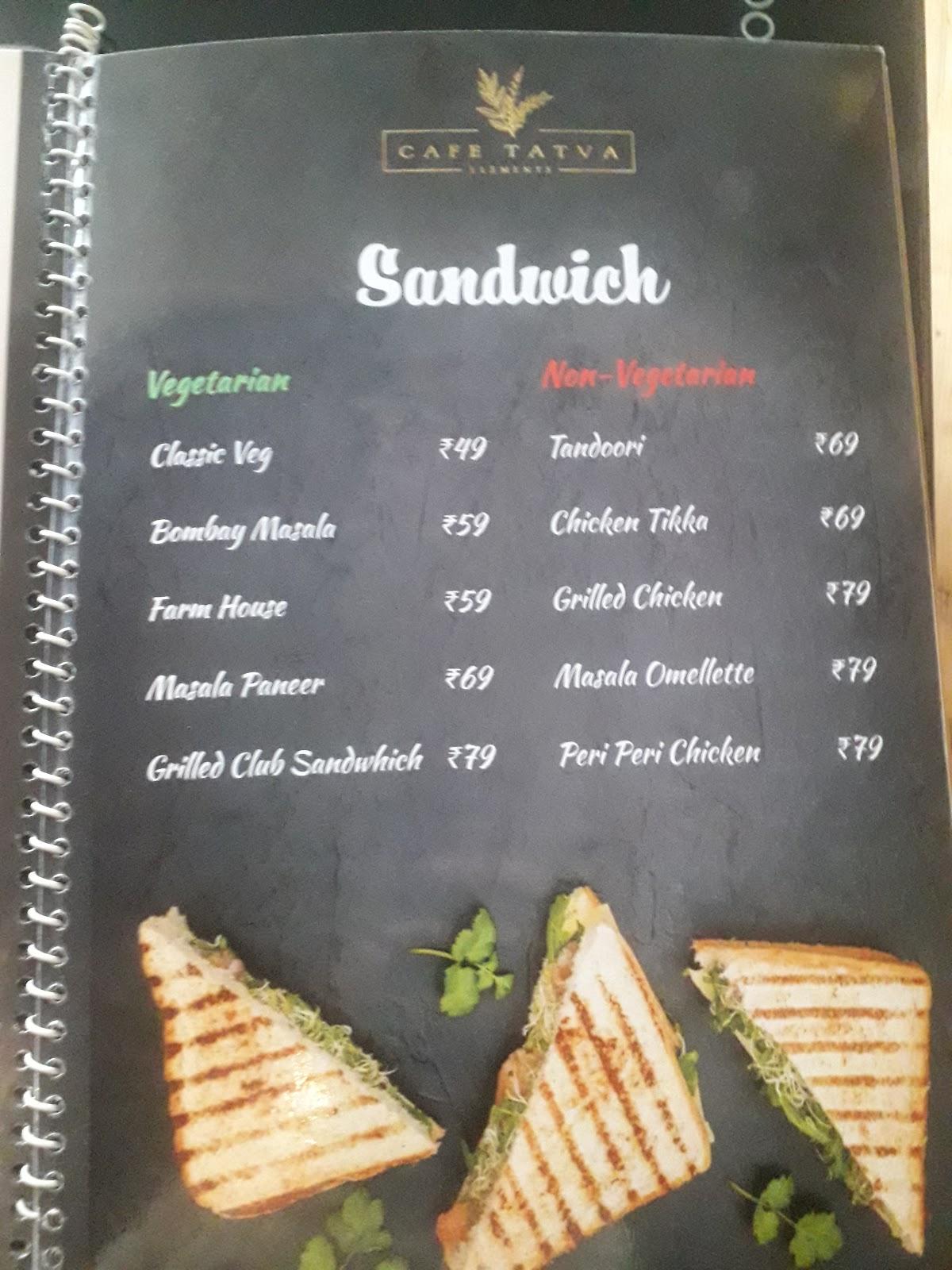 Menu at Cafe tatva, Vijayapura