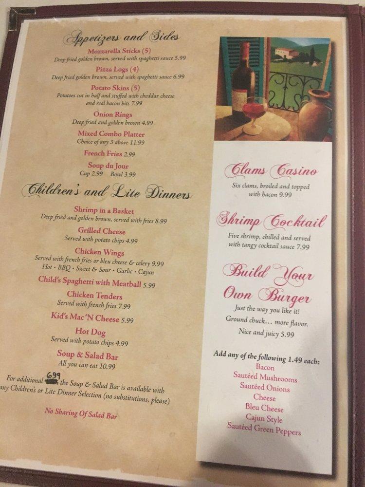 Menu at Cottage Inn Restaurant, Red Creek