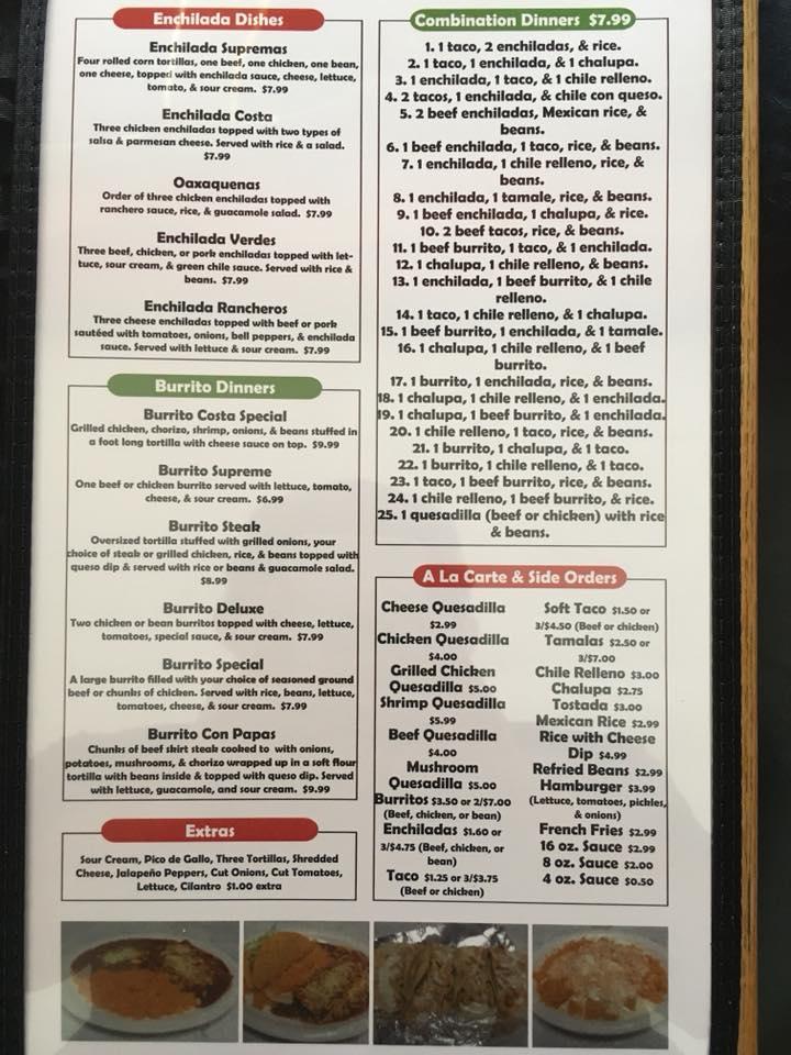 Menu at El Jefe' restaurant, Aberdeen