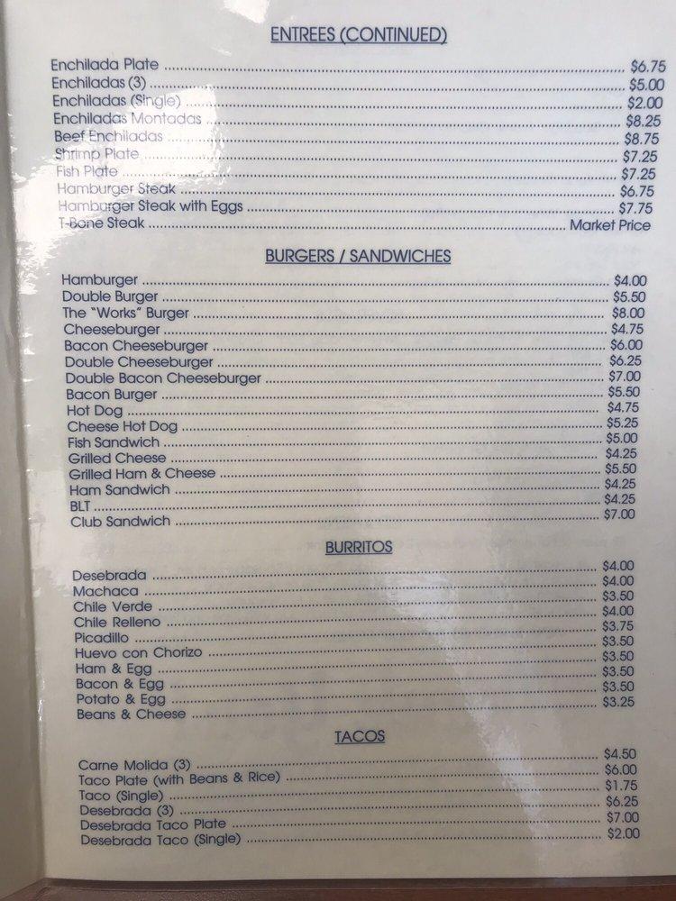 Menu at Good Luck Cafe, El Paso
