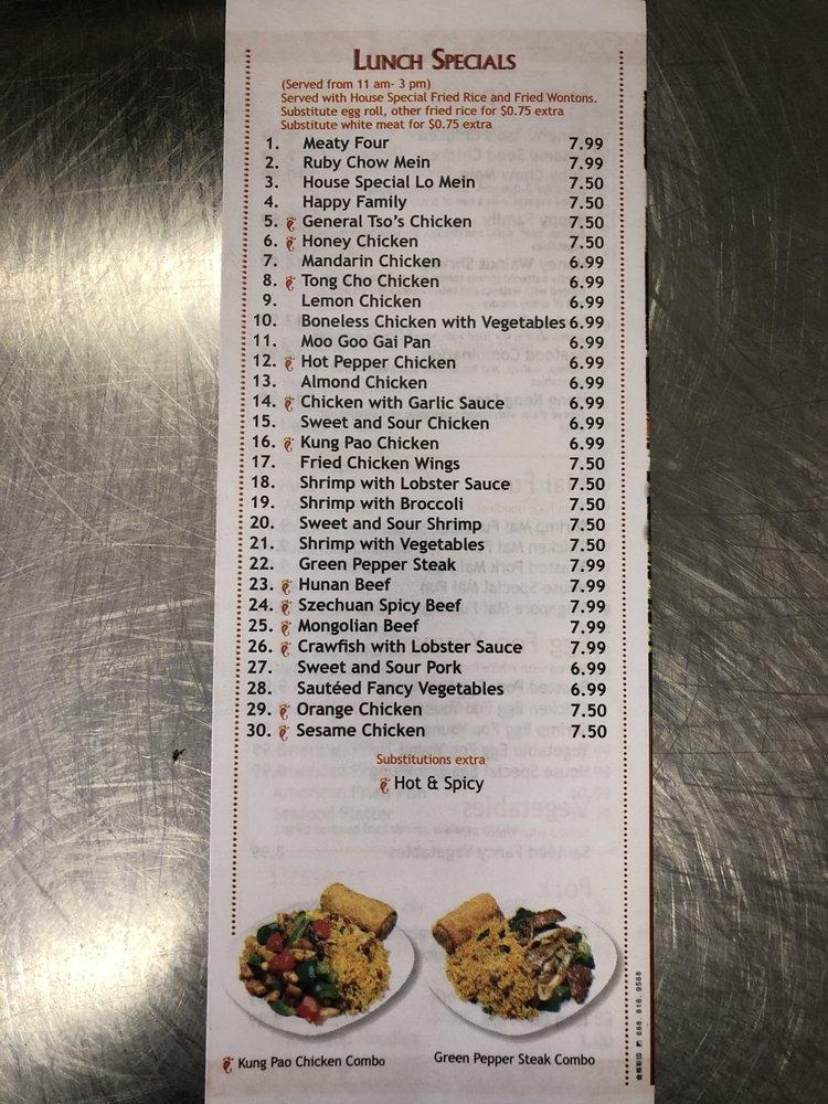 Menu at Ruby Garden Chinese Restaurant, LaPlace, US-51