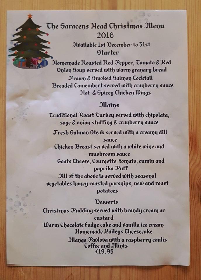 Menu at Saracens Head Newton pub & bar, Sudbury