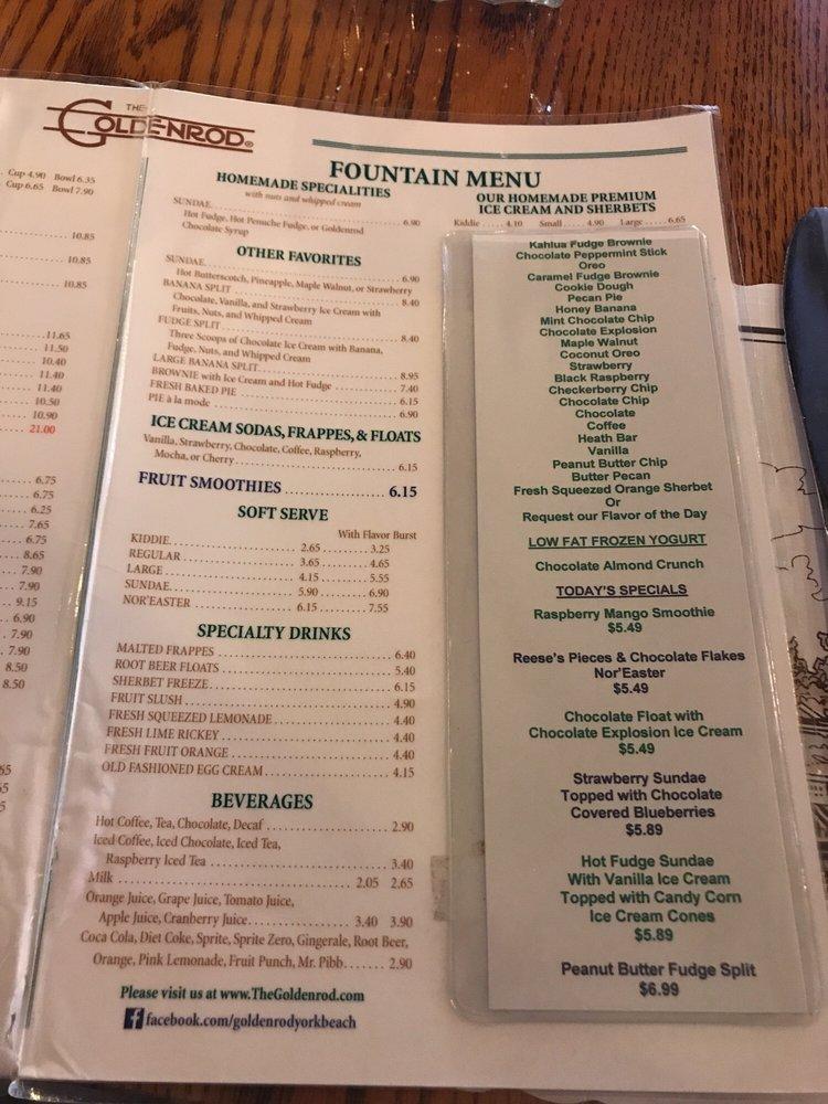 Menu at The Goldenrod restaurant, York