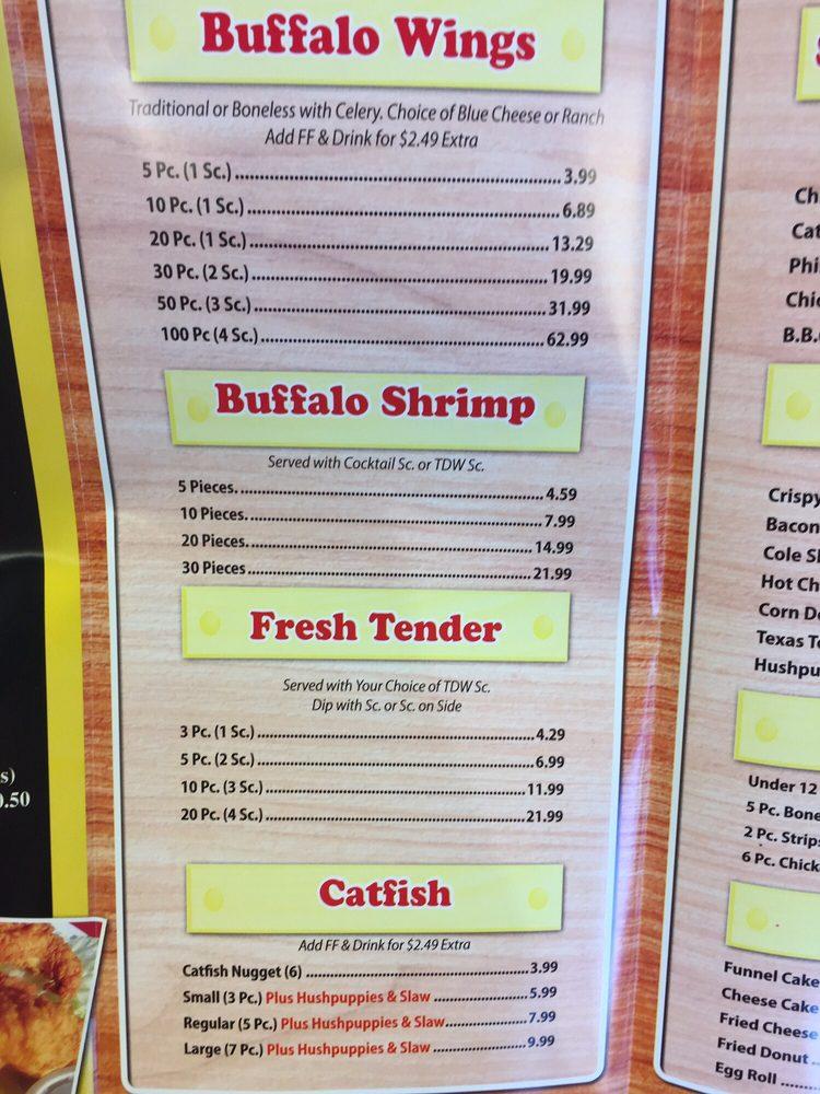 Menu at Touchdown Wings restaurant, Shelbyville