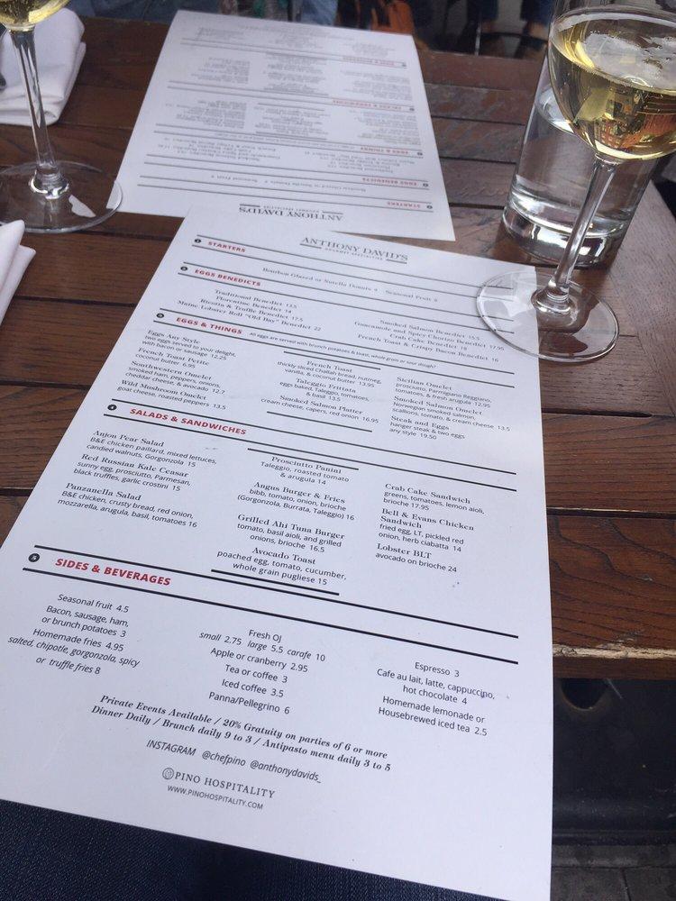 Menu at Anthony David's restaurant, Hoboken, 953 Bloomfield St