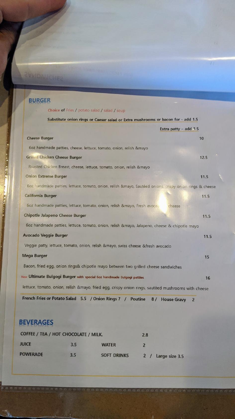 Menu at Cornerstone cafe on 96th, Langley Township