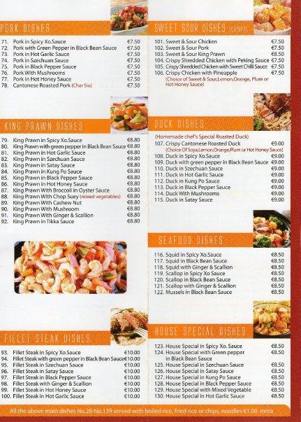 Menu at King Ding Chinese Restaurant, Galway