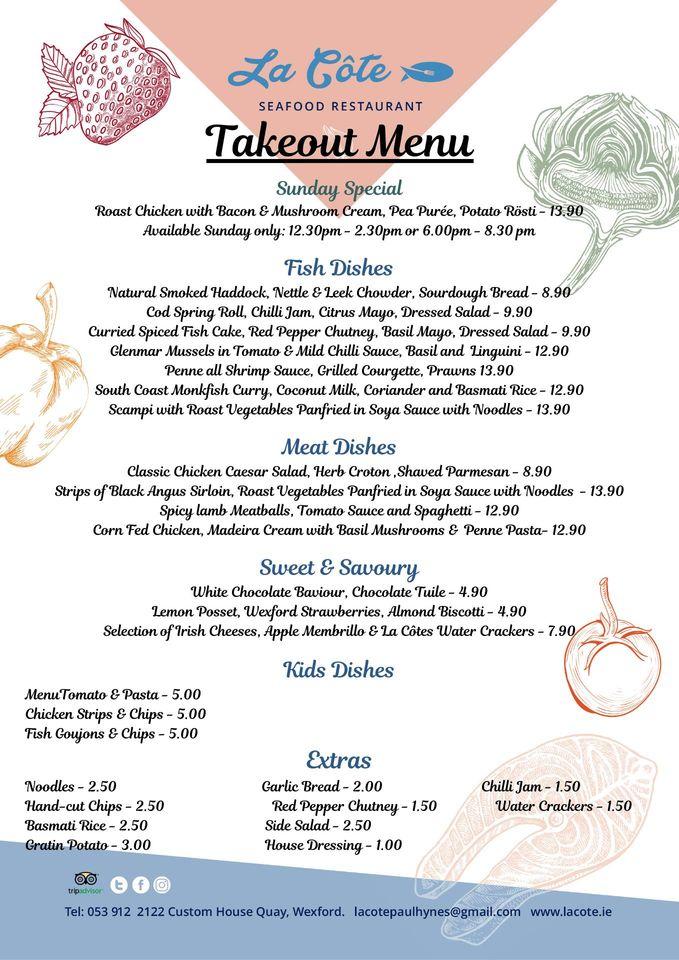 Menu at La Côte Seafood Restaurant, Wexford