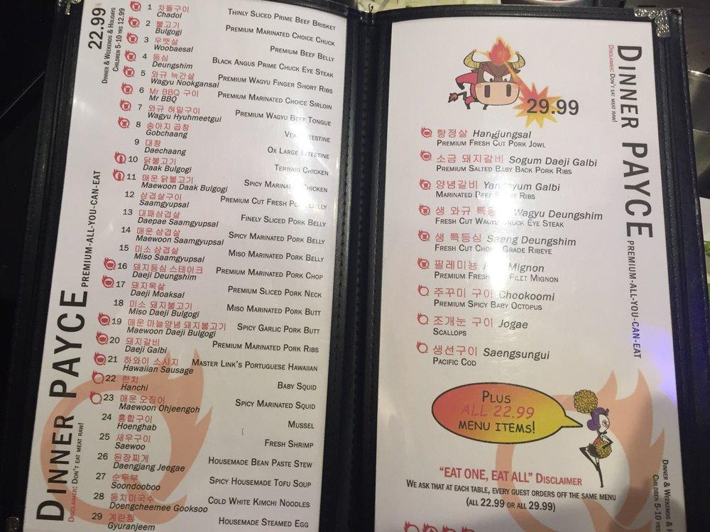 Menu at Mr BBQ, Fullerton