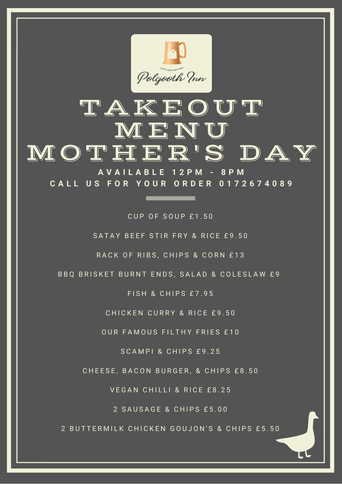 Menu at Polgooth Inn pub & bar, Saint Mewan, Ricketts Rd